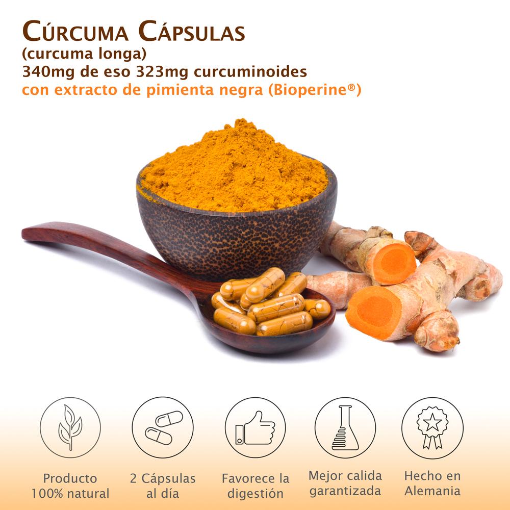 Cúrcuma Cápsulas para favorecer y acelarar la digestión